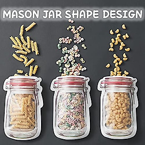 20 Pcs Reusable Mason Jar Ziplock Bags,Mason Jar Bottle Bags,Fresh Leak-Proof Snack Food Storage,Silicone Ziplock Bags for Kitchen,Camping,Travel,Office (20)