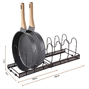 HAYAN Pot Rack Organizer Expandable Pan Holder for Cabinet, Adjustable Dividers, Pot Lid Organizer for Kitchen Counter and Cabinet (7 Compartments)