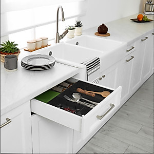 Simple Houseware 2 Pack Drawer Organizer Tray with 9 Adjustable Compartments, Black