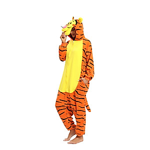 BGOKTA Halloween Animal Onesie Pajamas for Adults Stitch Costume Cosplay Homewear One Piece