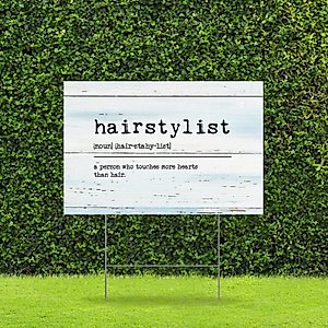 Signs Board Hairstylist Word Description Corrugated Sign House Warming Gift Inspirational Saying for Garage Sales Rent Open House Construction 12"x18"