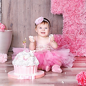 Nuanchu Pink Number 1 Candle Girl Happy Birthday Topper, for Birthday Cake Baking Celebration Reunions Anniversary Party Supplies