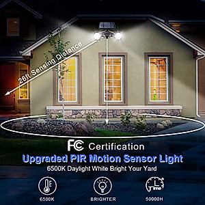 GUYULUX Solar Motion Lights Outdoor, Motion Activated Bright Light+Low Light Stay, Unique Optical Security Lights Dusk to Dawn, 4500mAh Solar Powered Flag Spotlights for Yard, Patio, Garden, 1-Pack