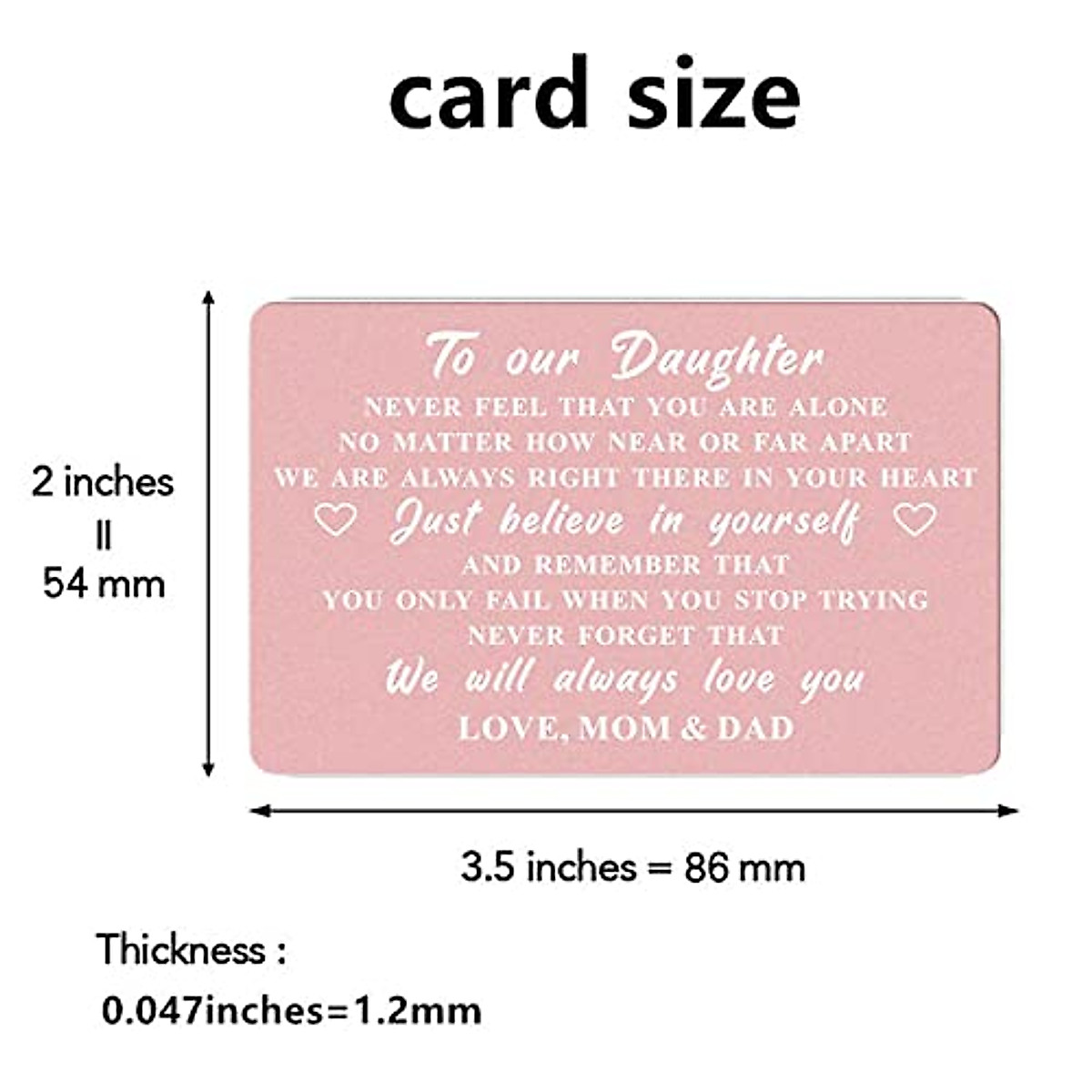 Daughter Christmas Gifts from Mom and Dad Metal Wallet Card for Daughter Birthday Card Birthday Xmas Gifts for Daughter from Parents