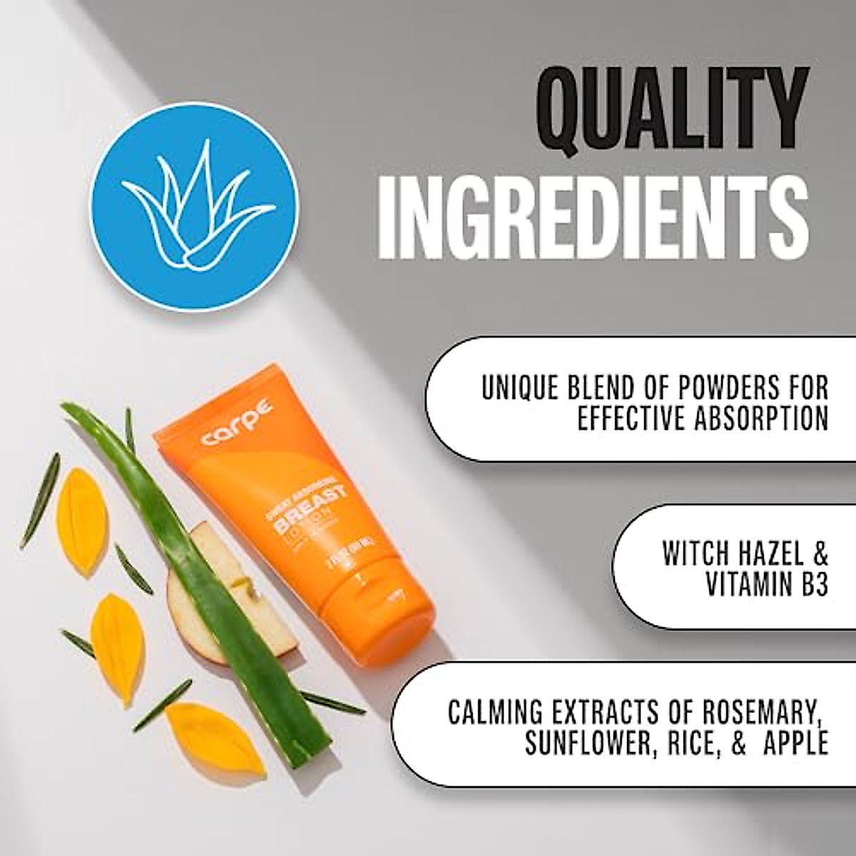 Carpe Sweat Absorbing Breast - Helps Keep Your Breasts and Skin Folds Dry - Sweat Absorbing Lotion - Helps Control Under Breast Sweat - Great For Chafing and Stain Prevention