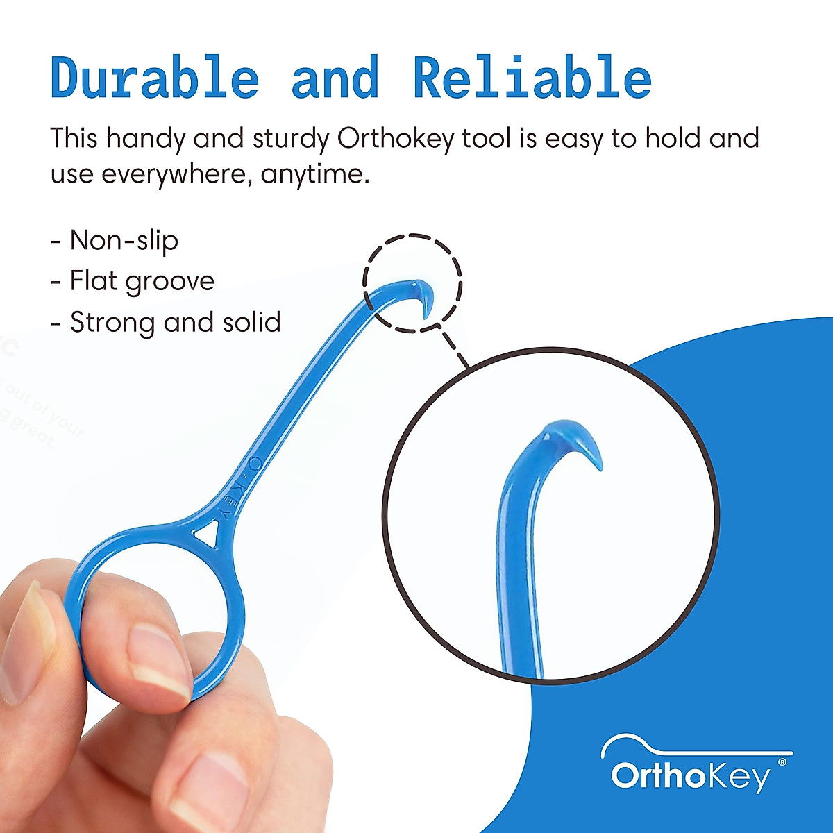 OrthoKey Clear Aligner Removal Tool | Invisible Removable Braces, Denture, Brackets, Retainer Remover Key | Personal Orthodontic Supplies, Dental-Grade for Ortho Cleaning & Travel Use | (2-Pack) Blue