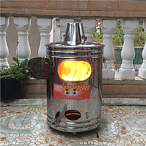 WXJ Stainless Steel Incinerator with Chimney, Portable Garden Incinerator Burning Barrel with Fire Hook, Cleaning The Backyard, Paper and Leaves