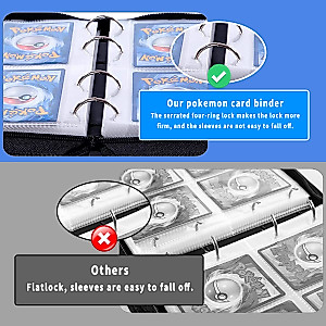 Trading Card Binder 4-Pocket for Trading Cards Holder Sleeves Portable Card Collector Book Fits 400 Cards with 50 Removable Sleeves Card Storage with Zipper Holder
