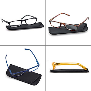 MODFANS Reading Glasses +2.5-4 Pairs Fashion Readers Narrow Frame Spring Hinge for Men Women