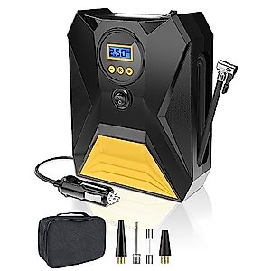 Atsanc Tire Inflator, 12V DC Portable Air Compressor with Auto-Shutoff Design, Fast-Inflating Electric Air Pump for Car Tires, Auto Digital Car Tire Pump 150PSI Max with LED Light for Various Purposes