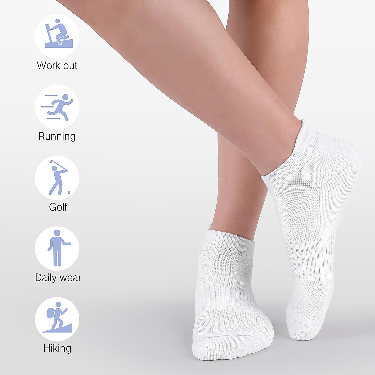 Felicigeely Ankle Athletic Running Socks Low Cut Sports Socks Breathable Cushioned Tab Socks for Men Women 6 Pairs