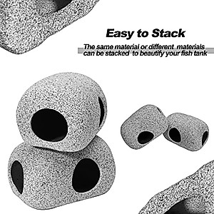 Jabukosu 2 PCS Aquarium Decorations Cave-Fish Tank Decorations-Aquarium Rocks-Fish Aquarium Accessories Bowl Decorations Cave Rocks-Betta Fish Tank for Small and Medium Fish Ornament Hideaway