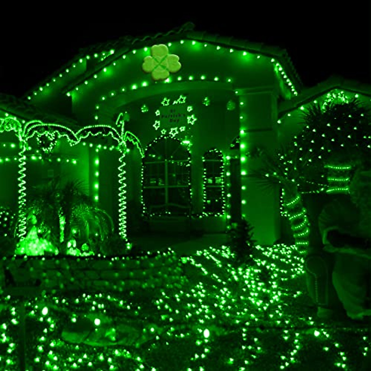 Anycosy Christmas Lights, St. Patrick's Day String Lights, 16.4 Ft 50 LEDs C6 Battery Operated Strings Lights 8 Modes for Party Garden Patio Indoor Outdoor Christmas Decorations, Green