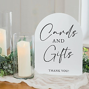 White Arch Acrylic Wedding Sign- 8"x10" Acrylic Cards and Gifts Sign and Base,1/8" Thick | Modern Calligraphy Arched Acrylic Table Sign for Wedding & Event Party (Cards and Gifts Sign, 8"x10")