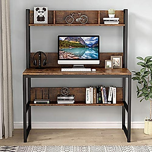 Tribesigns Computer Desk with Hutch, Study Desk with Bottome Storage Shelve, Workstaion for Home Office, Small Space