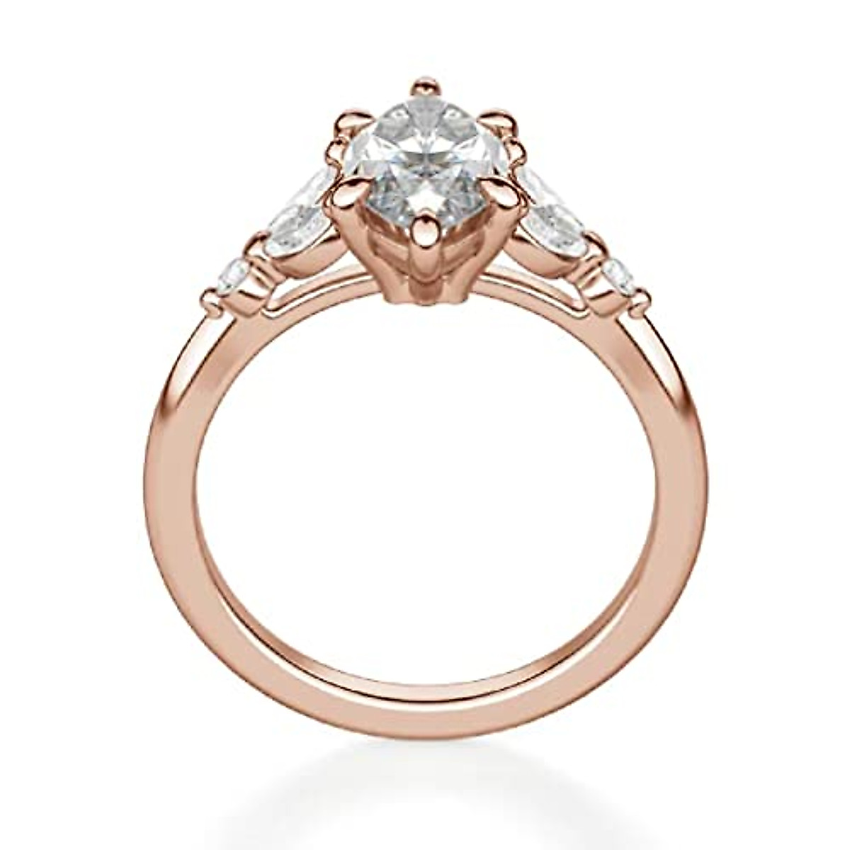 10K Solid Rose Gold Handmade Engagement Ring 3 CT Marquise Cut Moissanite Diamond Solitaire Wedding/Bridal Ring for Womens/Her Bridal Ring (4.5)