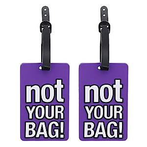 Not Your Bag Luggage Tag Suitcase ID Holder - Set of 2 Purple