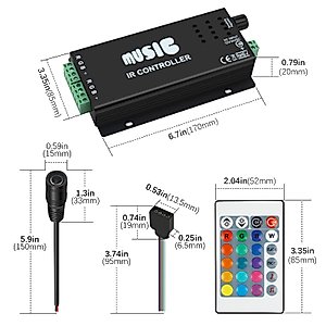 RGBZONE DC12-24V 24 Keys Iron Shell Wireless IR Remote Control Music Sound Controller for 5050 3528 RGB LED Strip Light