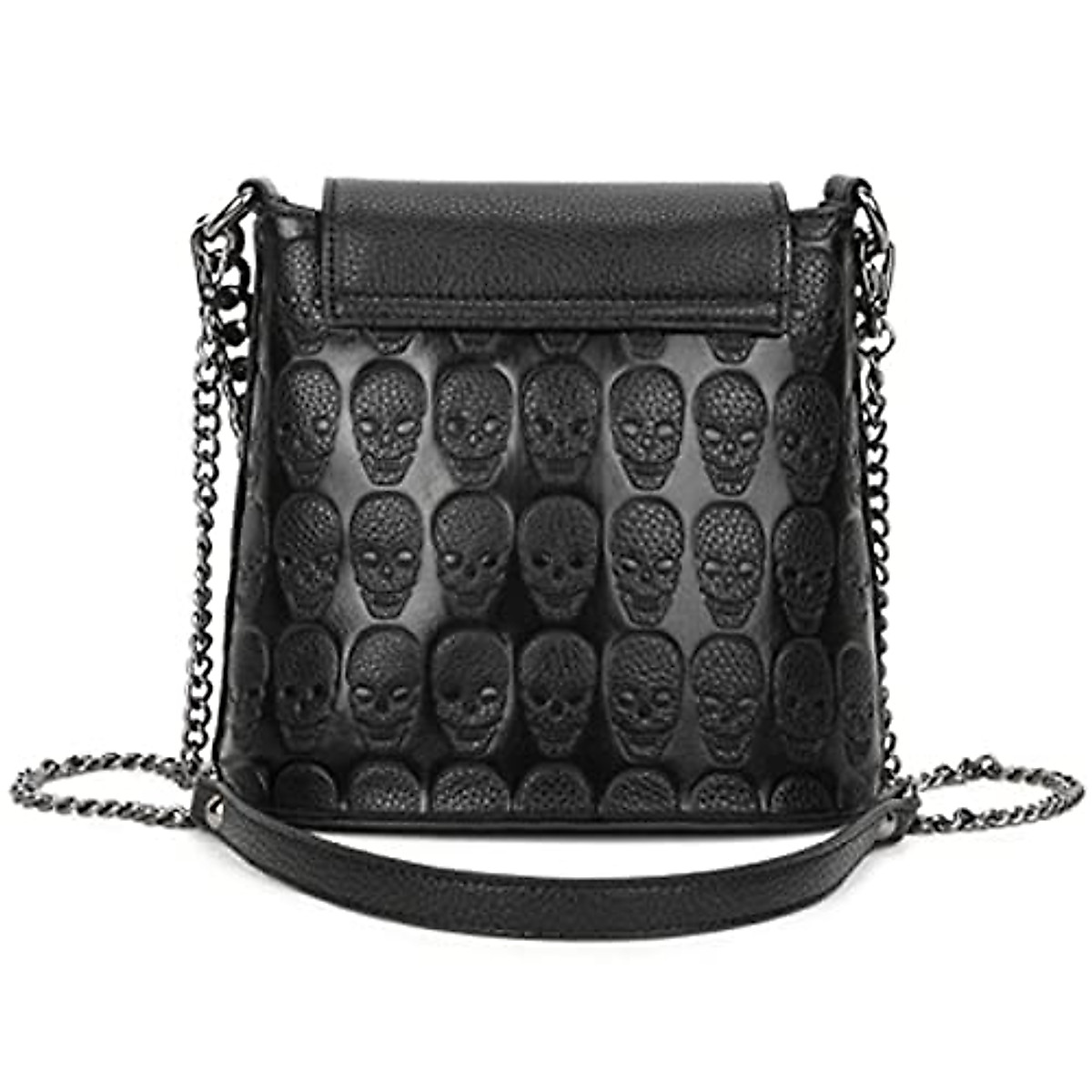 FiveloveTwo Handbags for Women Punk Ladies Purses PU Leather Satchel Skull Shoulder Tote Bag Black