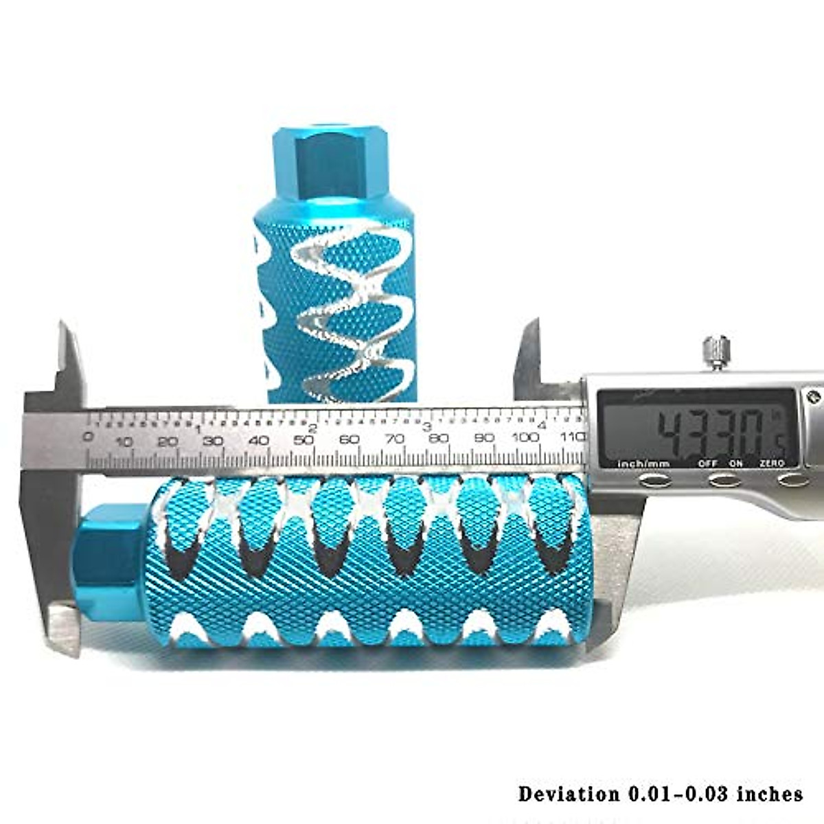 WADEKING Bike Pegs 4.3" Length, Fit 3/8 inch Axles, for Freestyle BMX Bikes and All Kinds of Bicycles, Durable, Stylish Non-Slip Carving（2 Pieces）(Light Blue)