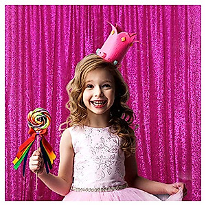 Fuchsia Sequin Backdrop Curtain Panels Stage 2 Pieces 2FTx8FT Wedding Party Background Drapes