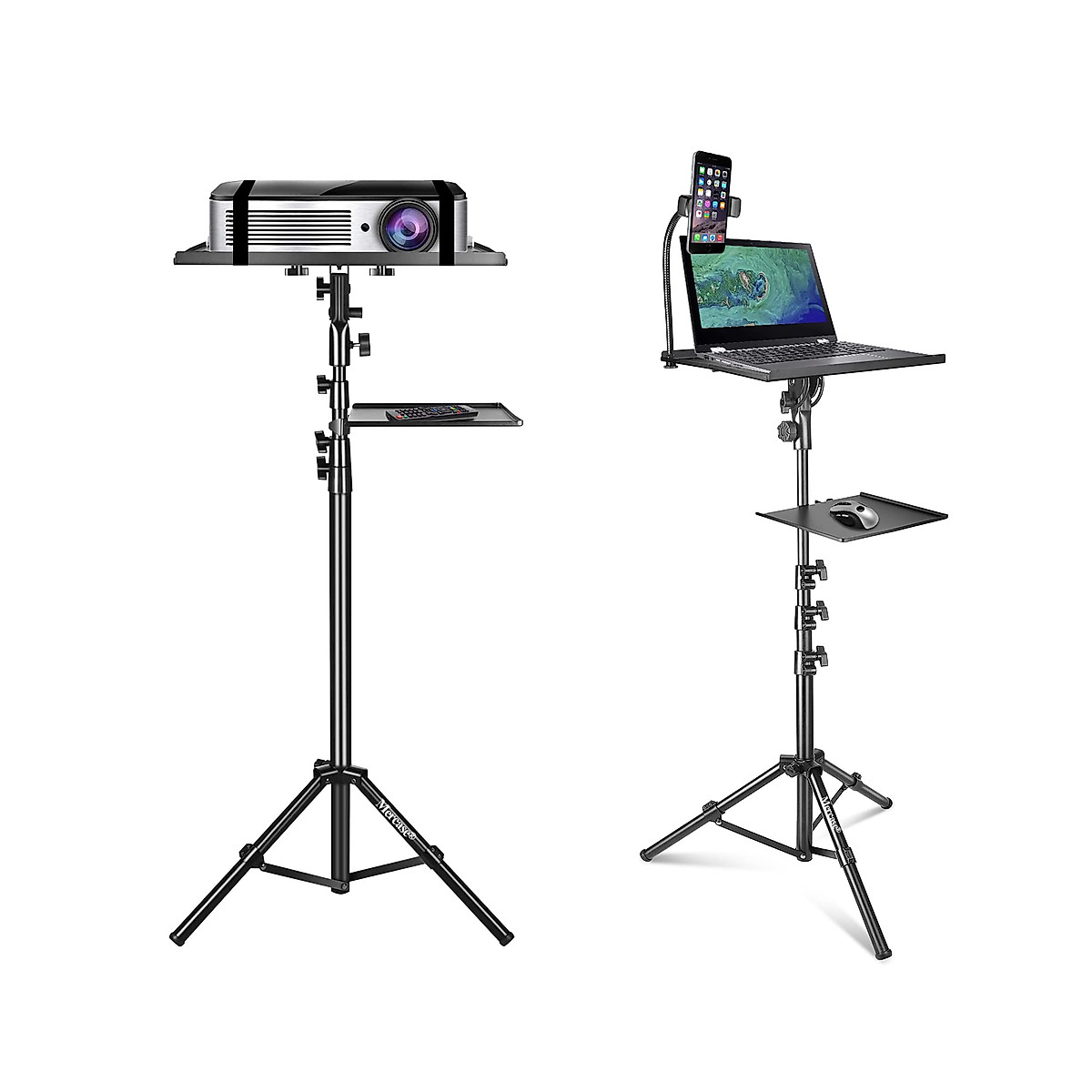 Mercase Projector Tripod Stand with 2 Shelves Adjustable Height 31 to 57 Inch,Foldable Laptop Tripod Stand,Portable Projector Stand for Laptop, Projector