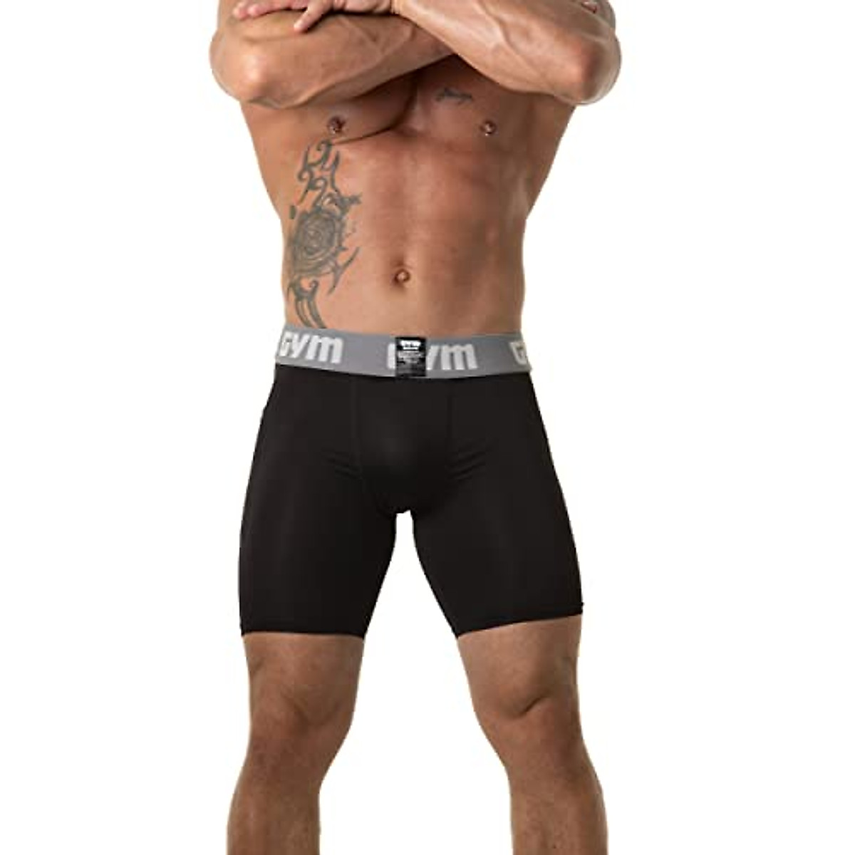 Gym Men's Sports Compression Shorts with Cup Pocket and Hard Cup Included (Medium, Black)