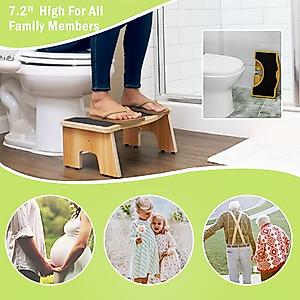 StrongTek Wooden Toilet Stool, Foldable Potty Stool, Squat Poop Step Stool, Extra Thick & Durable, 350 Lbs Capacity, Anti-Slip, Easy Storage, Ideal for Elderly, Kids & Pregnant Women
