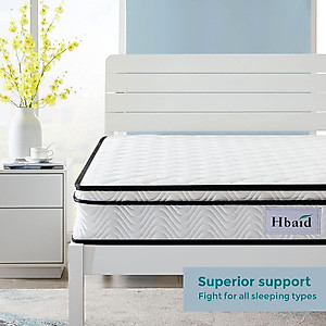 Hbaid 10 Inch Hybrid Mattress with Gel Memory Foam,Motion Isolation Individually Wrapped Pocket Coils, Pressure Relief,Back Pain Relief& Cooling Bed, Full Size