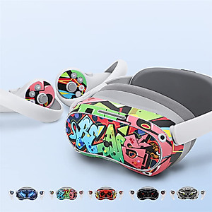 for PICO 4 VR Glasses Handle Skin Funny Decal, 3D Sticker Game Accessories Film Protective Skin (Street Culture)
