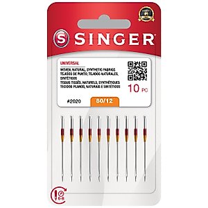 SINGER 10-Pack Universal 2020 Sewing Machine Needles, Size 80/12