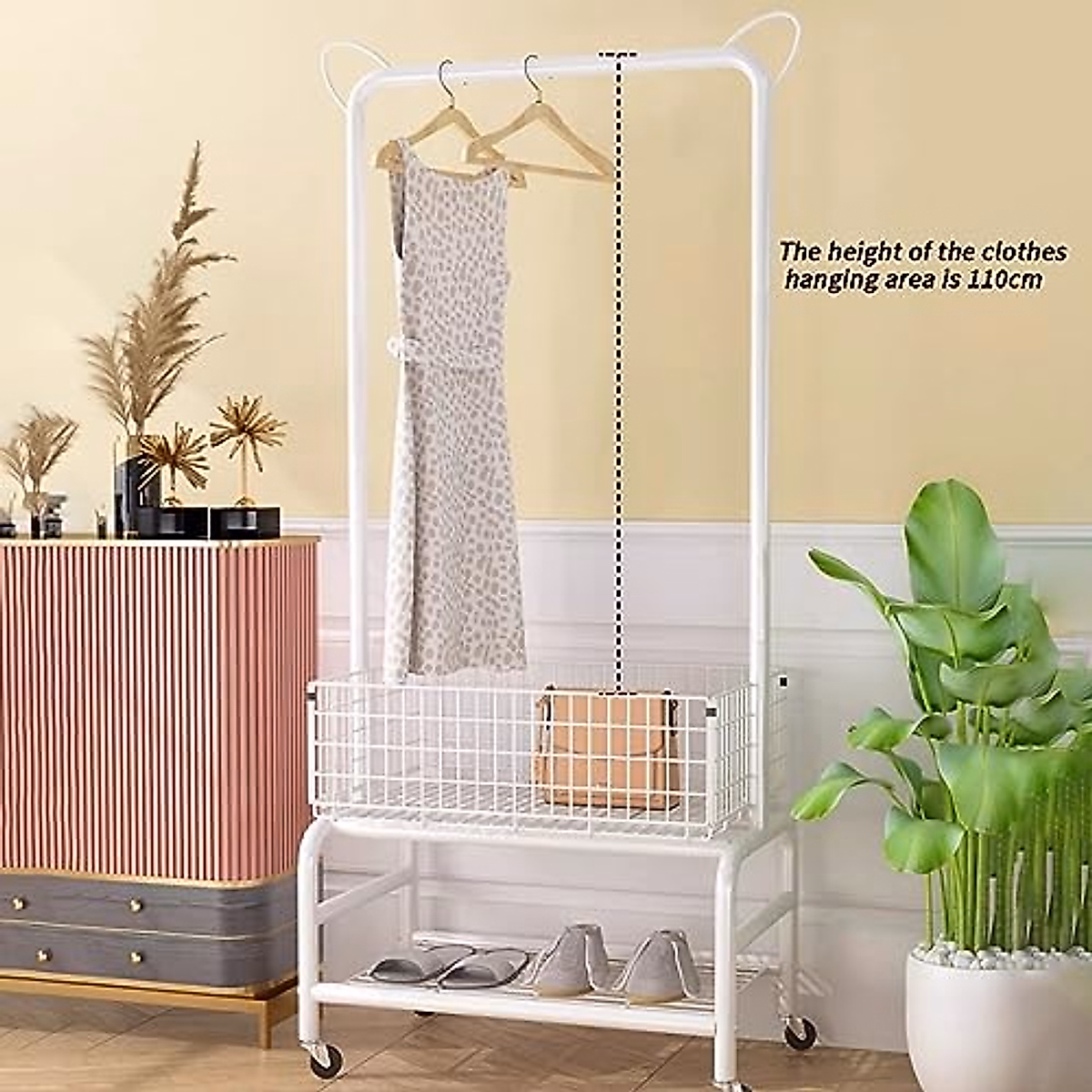 OTBK Clothing Garment Rack Multifunctional Clothes Organizer With Cat Ears The Non-slip Beads For Hanging Clothes,Shoes,Bags (Color : Gold)