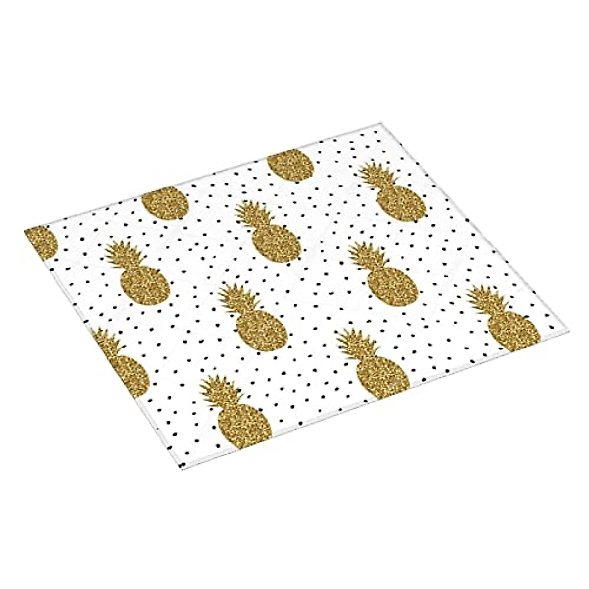 Gold Glitter Pineapples Fruit Printed Drying Mat For Kitchen Ultra Absorbent Microfiber Dishes Drainer Mats Non-Slip Silicone Quick Dry Pad - 18 X 16inch