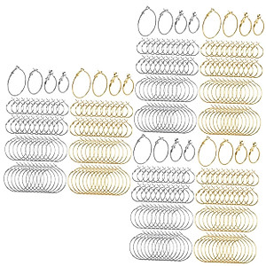 VILLCASE 3sets Earring Hoops for Jewelry Crafting Women's Earring Studs Earring Making Kit Alloy Round Hoops Jewelry Supplies 96pcs*3