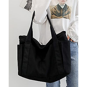 Women Canvas Tote Bag Hobo Casual Shoulder Purse Large Capacity Messenger Handbags