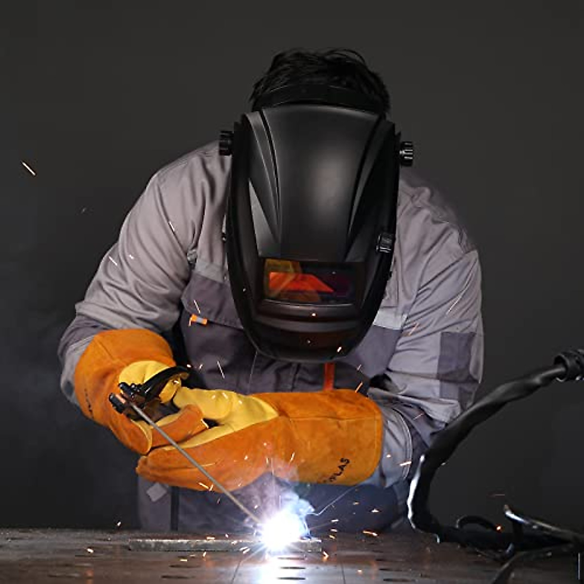 Welding Gloves, Welder Gloves 14 Inch Leather Heat Resistant Forge Welders Gloves for Mig/Tig/Arc Welder