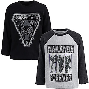 Marvel Avengers Black Panther Toddler Boys 2 Pack Long Sleeve Graphic T-Shirts Black Panther 5T