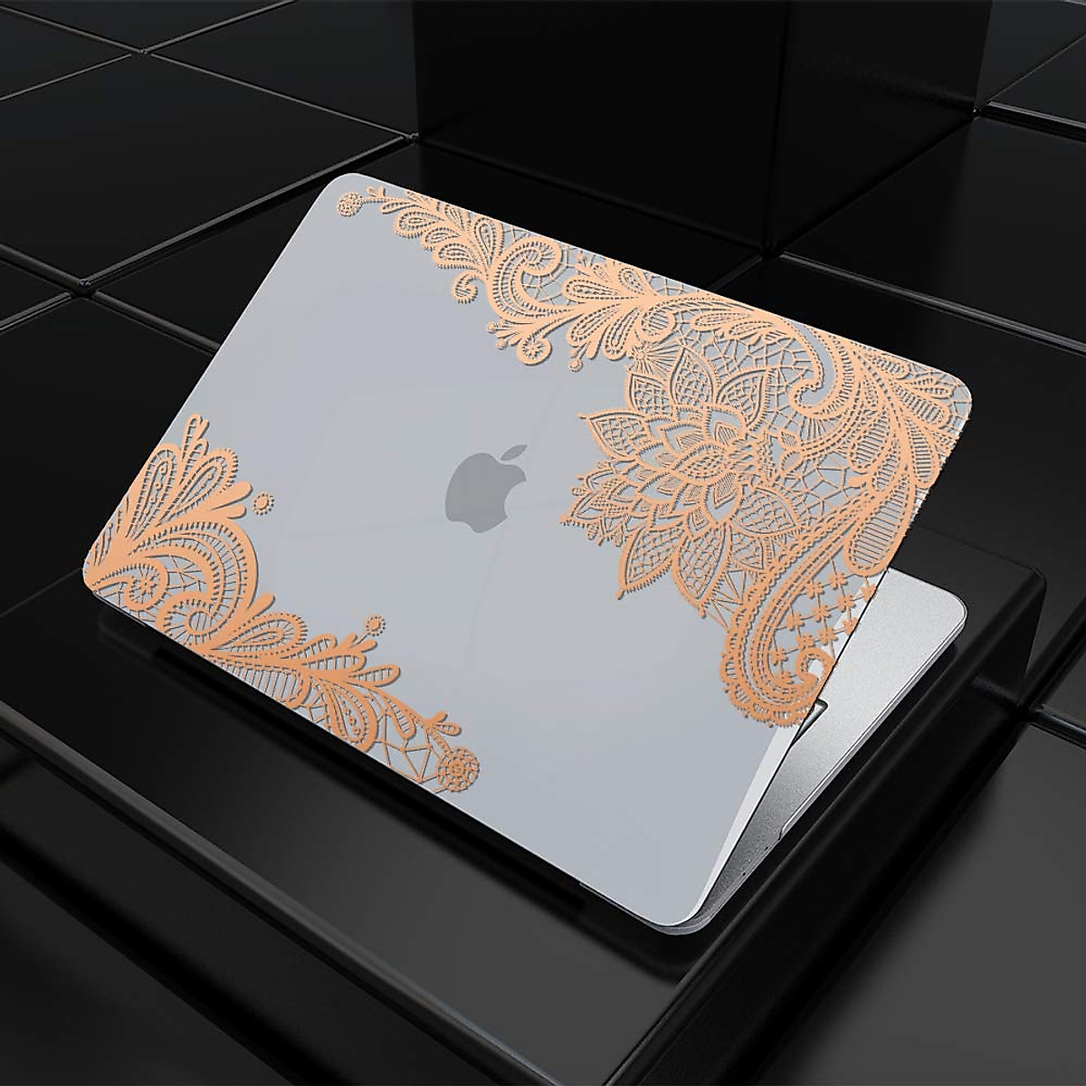 TeDaWen for MacBook Air 13-inch 2020 Protective case, MacBook Air 13-inch A2337 M1 A2179 A1932 with Retina, Bronzing Laptop case and Keyboard Cover, Transparent Rose Gold lace 2