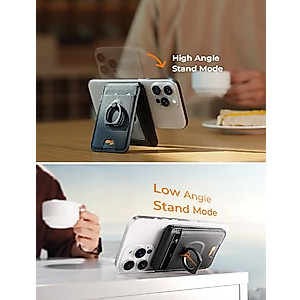 LISEN for Magsafe Wallet RFID [Strongest Magnetic] iPhone Wallet for Apple Wallet Magsafe with Adjustable Magsafe Wallet Stand Black Magnetic Wallet for iPhone 15/14/13/12 Fit Magsafe 3 Wallet