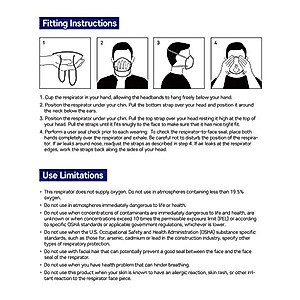 DOBU MASK 5PLY N95 Respirator Cup Mask Shape holder included, model 500, Medium Size, NIOSH Certified, 10 masks individual package, Adjustable Head Straps,protect from non-oil-based particles.