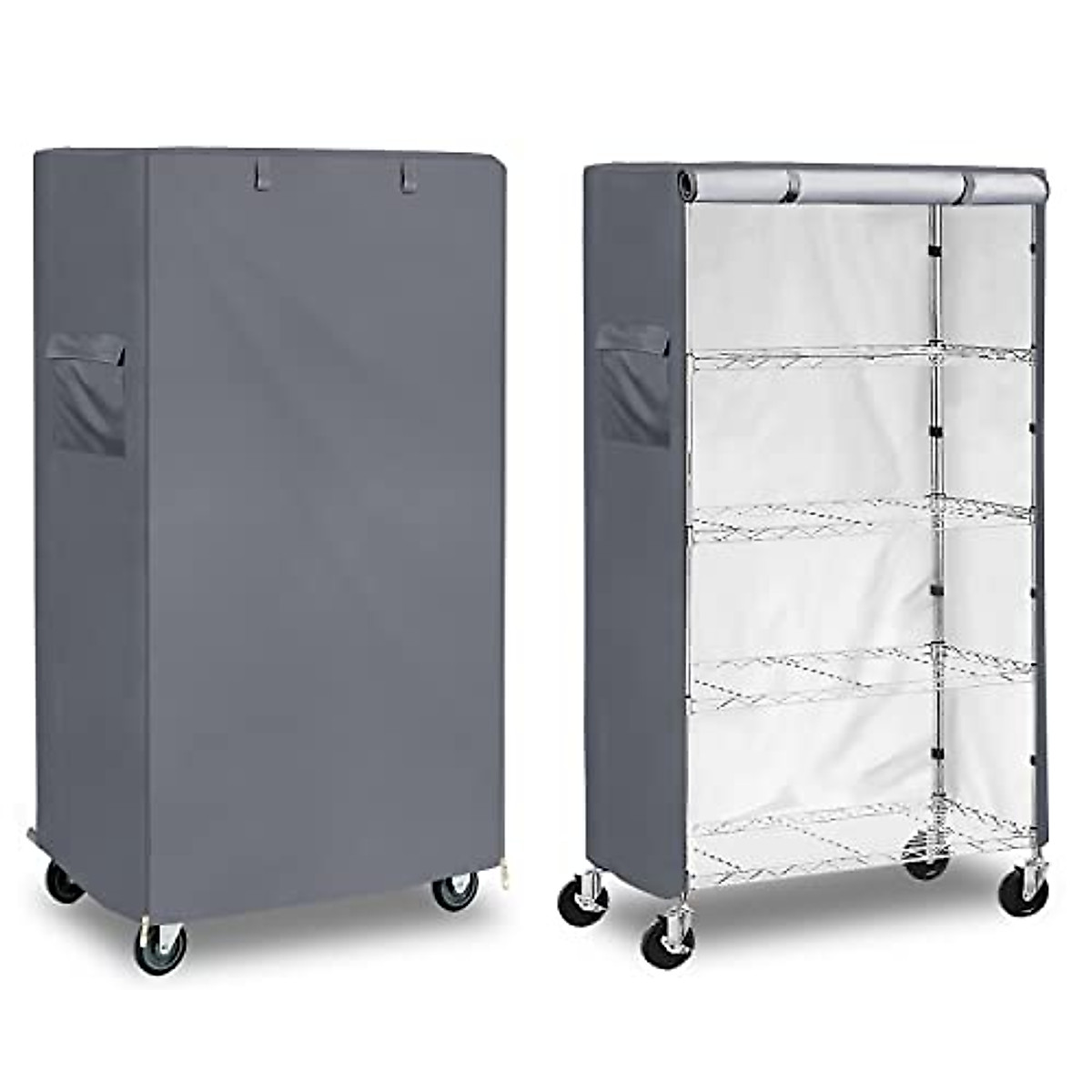 Dalema Waterproof Shelf Cover,Heavy Duty Dustproof Storage Shelving Unit Cover,Durable Steel Organizer Wire Rack Cover,Shelf Display Rack Protective Cover with Zipper.(Grey,48x18x72 inch)
