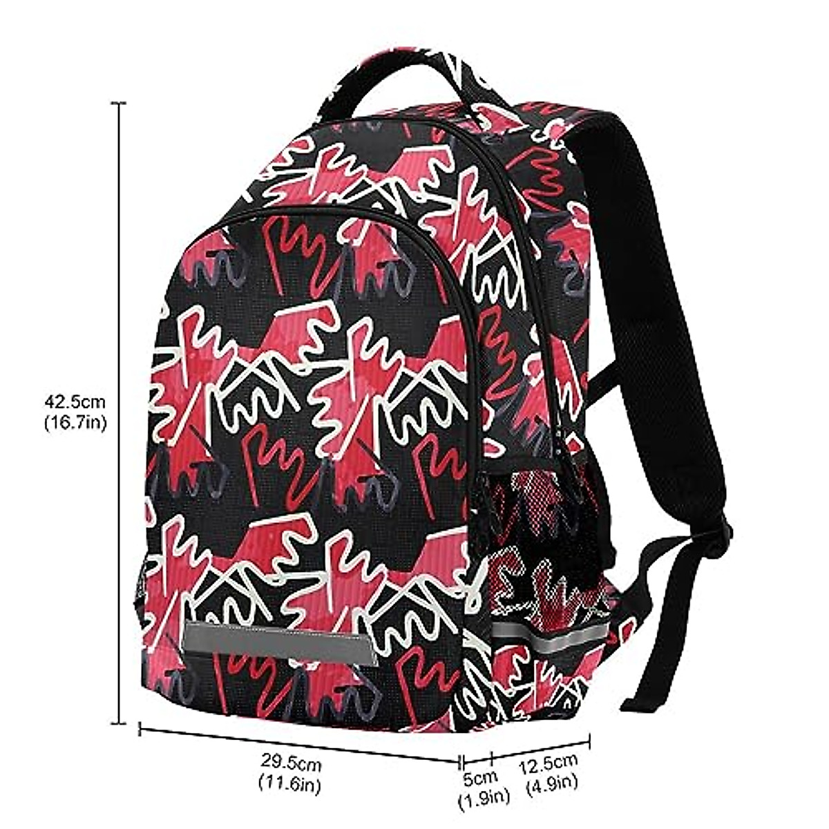 Sletend Kids Backpack Lightweight Bookbag in Prints for School Red Black Print Large Capacity School Boys Girls Backpack for Kids, Water-Resistant Bookbags Student School Bag