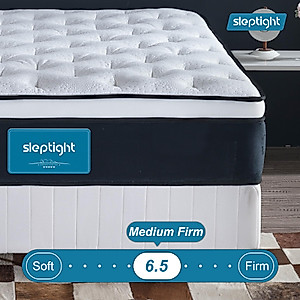 Sleptight Short Queen Mattress, 12 Inches Pillow Top Hybrid RV Mattress in a Bag, Pocket Spring Mattress for Medium Firm Pressure Relief Camper Mattress