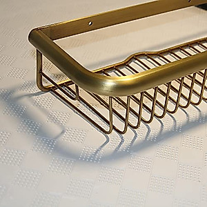 Nokozan Brass Bathroom Square Shower Caddy Bathroom Shower Storage Rack Shelf Organiser Basket Wall Mount, Bronze