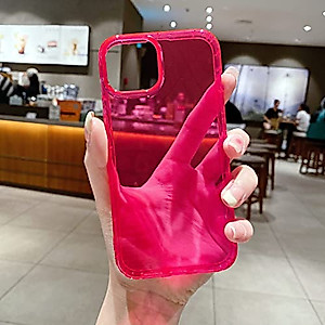 OWLSTAR Cute Neon for iPhone 14 Case & iPhone 13 Case Clear, Flexible Slim TPU Shockproof Transparent Bumper Protective Phone Case for Women and Girls (Hot Pink)