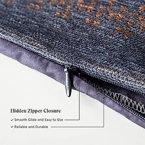 Paseo Road by HiEnd Accents Estes Western Bedding 3 Piece Super King Duvet Cover Set, Blue Striped Rustic Cabin Bed Set, Faux Leather Details, Chenille Jacquard Comforter Cover and 2 Pillow Shams