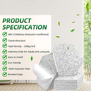 12 Pcs Acoustic Panels,Self-adhesive Sound Dampening Panels, 12 X 10.5 X 0.4 In Sound Proof Foam Panels,High Density Sound Proofing Padding for Wall, Acoustic Treatment for Studio, Home (grey)