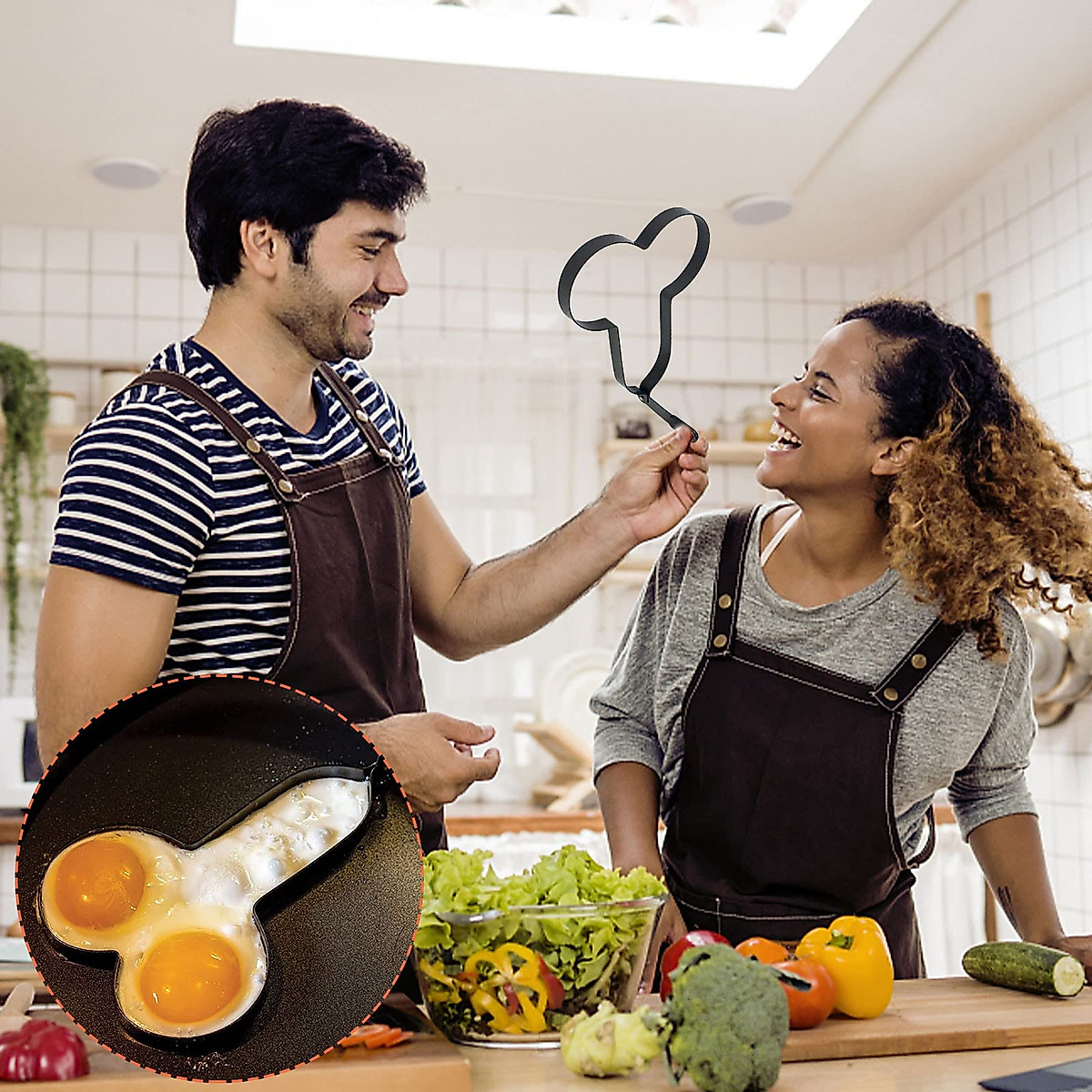 Funny Egg Fryer- Non-Stick Breakfast Egg Molds for Frying Egg Making Molds with Handle Stainless Steel Egg Rings for Omelet Muffin Pancake Sandwich (A Penis)