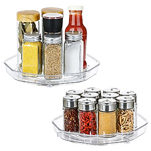 BS ONE Lazy Susan Organizer, 12'' Lazy Susan Turntable Kitchen Organizer Food Organization & Storage, 360° Rotating Condiments Spice Rack with Dividers for Kitchen, Pantry, Fridge, Bathroom Storage
