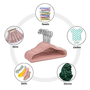 MangoKit 15 Pack Baby Velvet Clothes Hanger,Ultra-Thin Space-Saving Nursery Hangers,Non-Slip Toddler Hangers with Swivel Hook,Notched Shoulder Design（Pink）